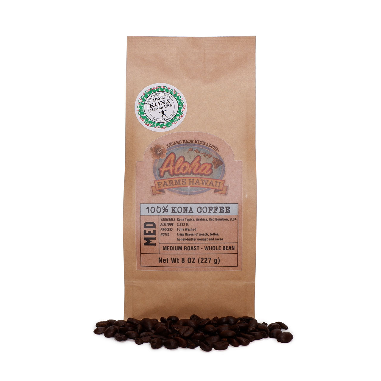 100% KONA Coffee - Medium Roasted - Whole Bean – Aloha Farms Café